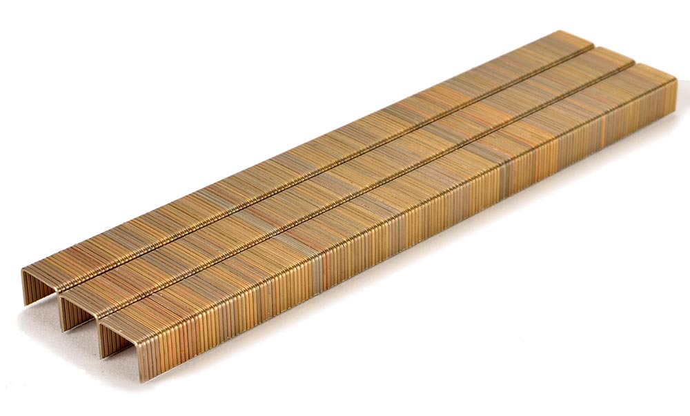 14 series staples 5/16" leg. Liquor finish. 10,000/box. Made in Europe.