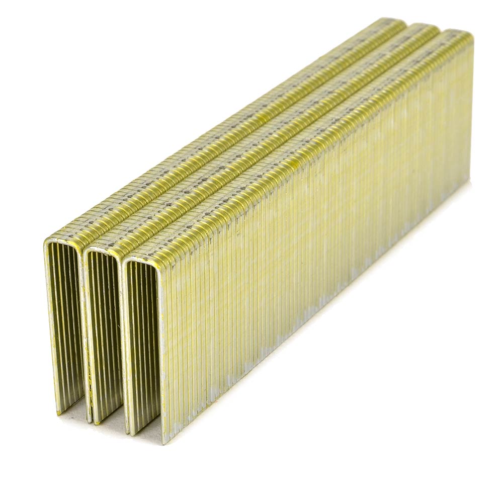 Senco K type staples 1-inch leg. Galv. 5,000/box. Made in Europe.