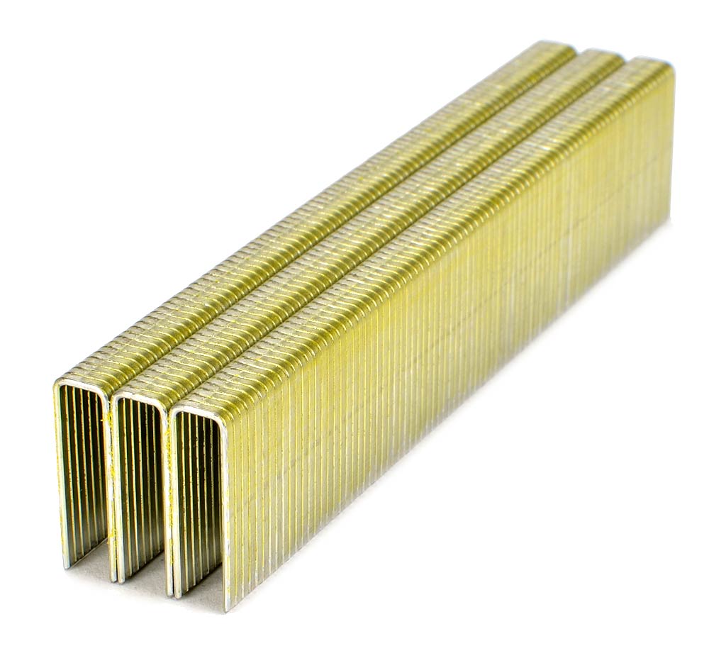 Senco K type staples 3/4-inch leg. Galv. 5,000/box. Made in Europe.