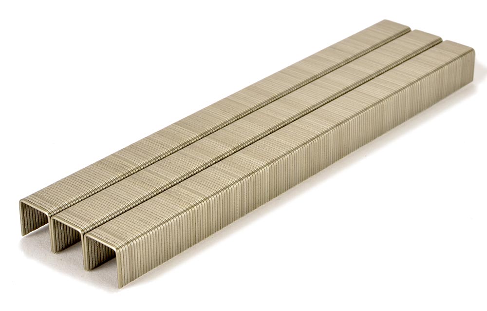 14 series staples. 3/8" leg. Stainless steel. 10,000/box. Made in Europe.
